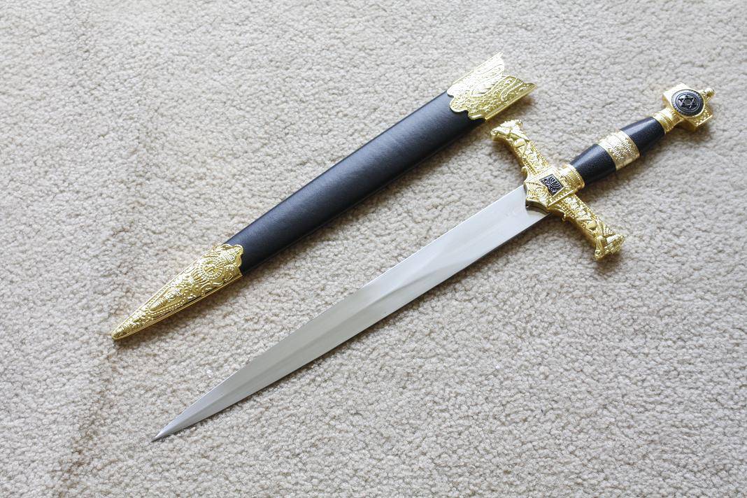 Knights Templar Sword - Ark of the Covenant King Solomon Knife W/ Sheath 21.9" | Bricks Masons