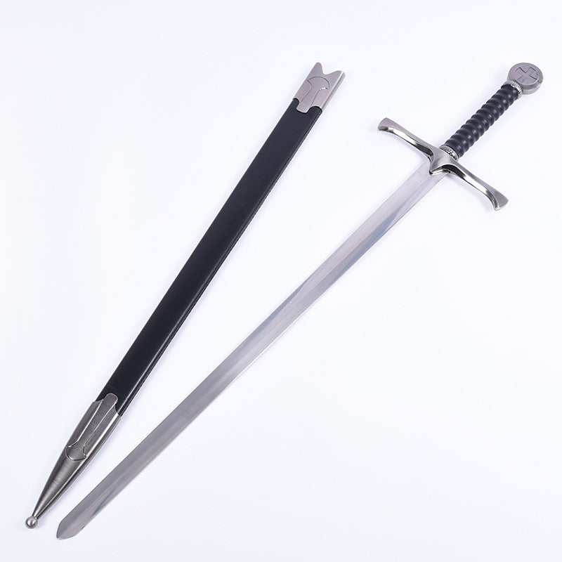 Knights Templar Sword - Black Hilt and Silver Scabbard | Bricks Masons