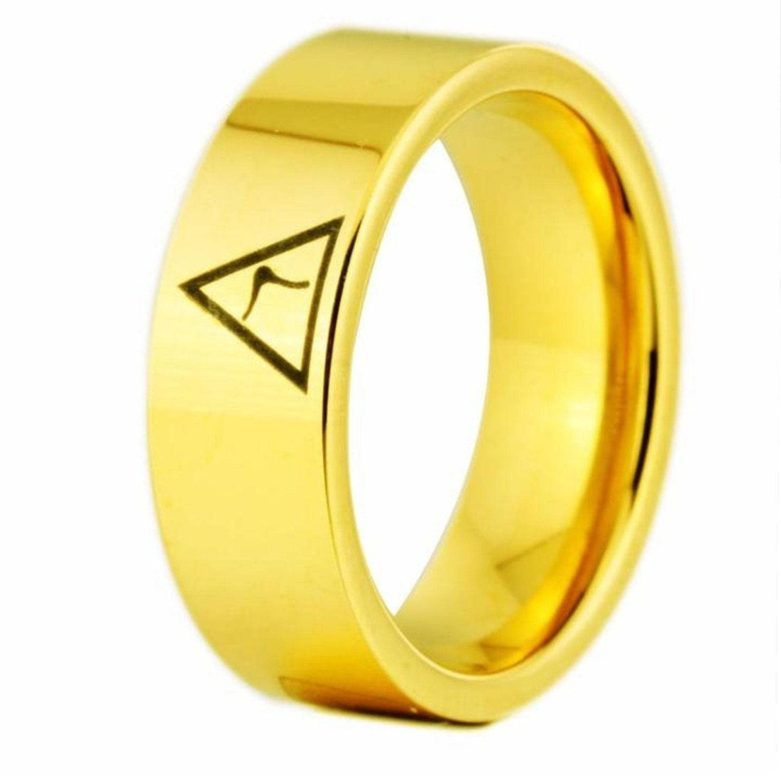 Home 14th Degree Scottish Rite Ring - Gold Color Pipe Cut Tungsten ...