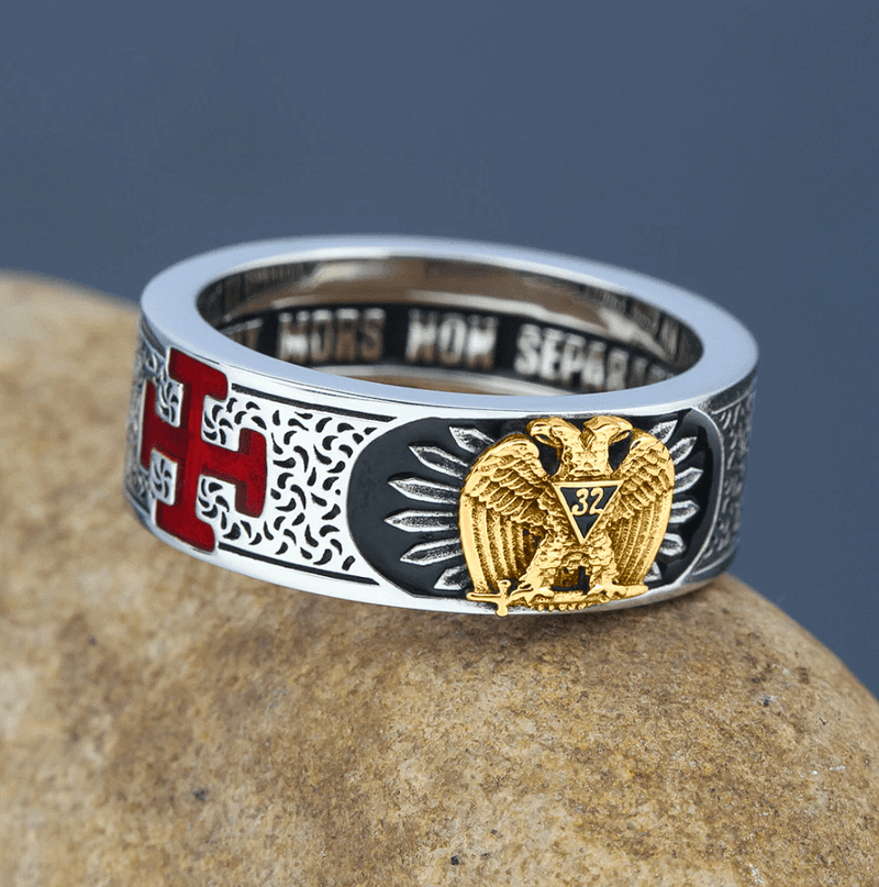 Home 32nd Degree Scottish Rite Ring - 925 Sterling Silver/ 14k Real ...