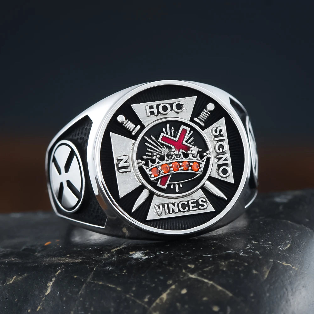 Knights Templar Ring - Sterling Silver In Hoc Signo Vinces | Bricks Masons