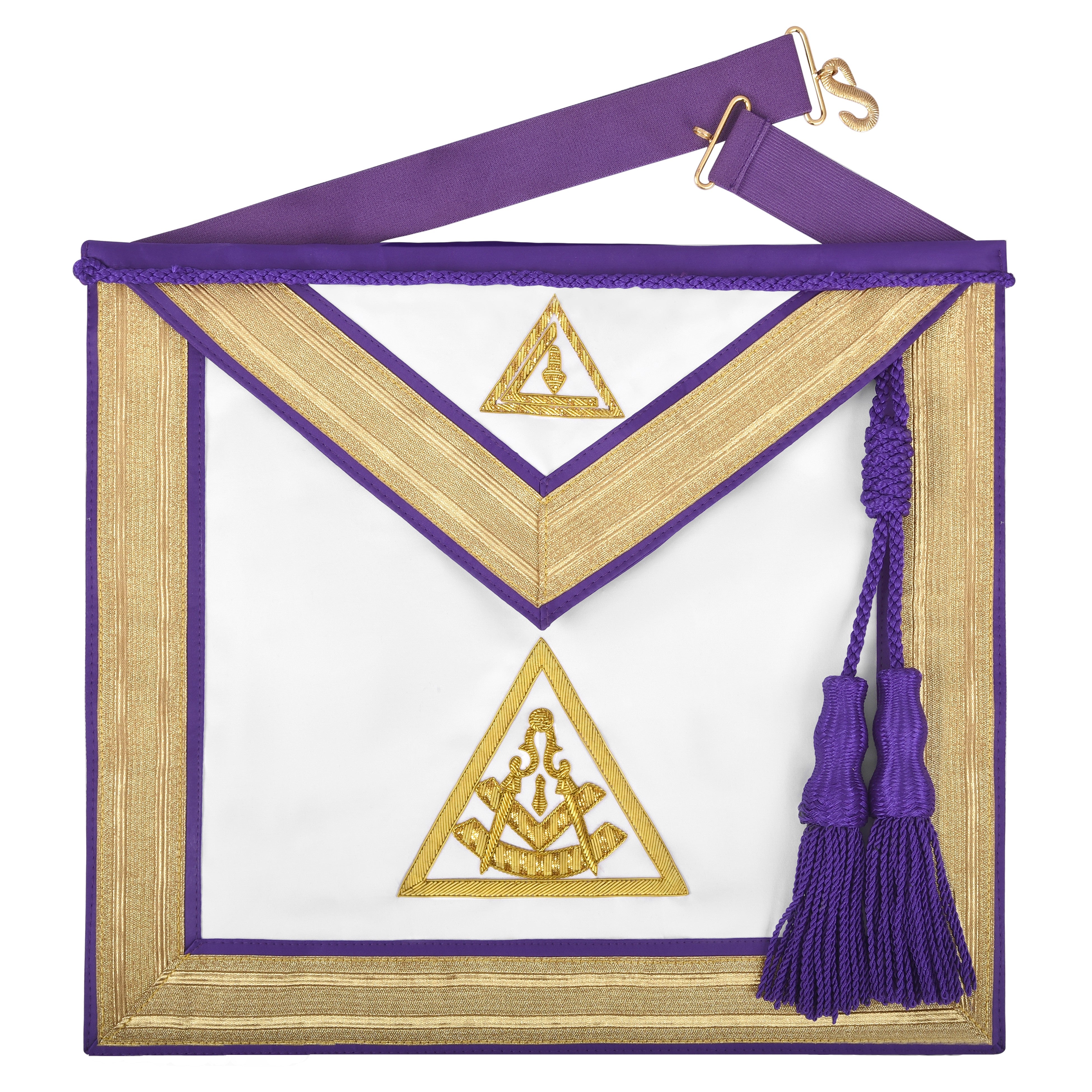Past Illustrious Master Council Apron - Gold Braid Borders & Purple ...