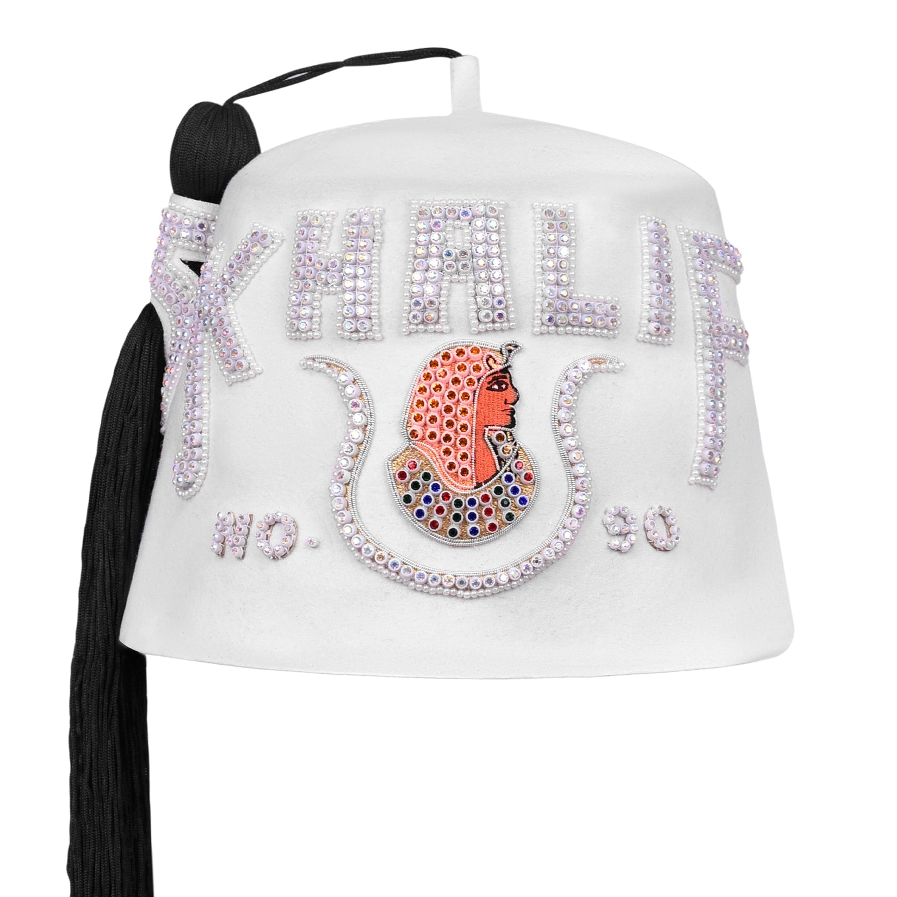 DOI Fez Hat - Pure White With Rhinestones (2 Rows as pictured) | Bricks ...