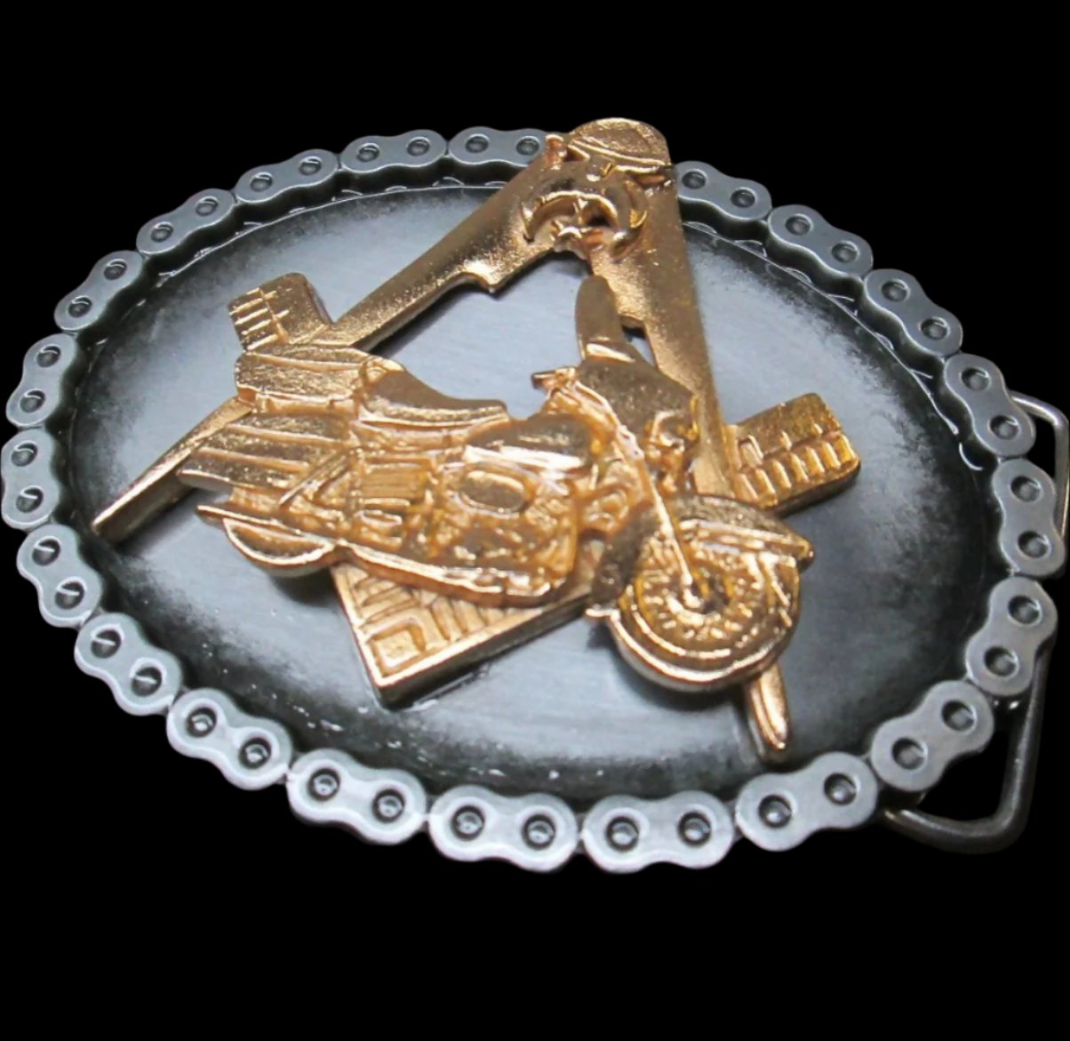 Shriners Belt Buckle - Gold Pated Square & Compass | Bricks Masons