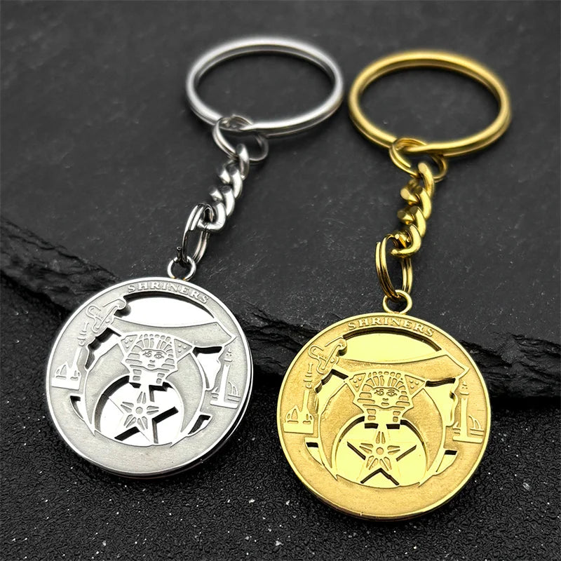 Shriners Keychain - Metal Keyring Stainless Steel Gold Color | Bricks ...