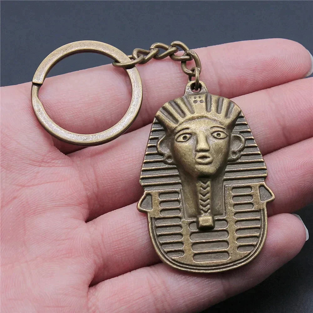 Ancient Egypt Keychain - 28mm Zinc Alloy Plated Pharaoh Portrait ...