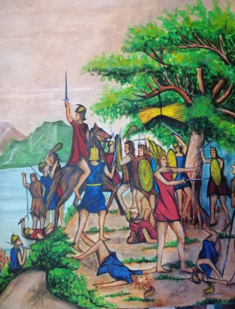 Home Hand-Painted Apron - A Sheaf of Corn Suspended Near a Waterfall 24 ...