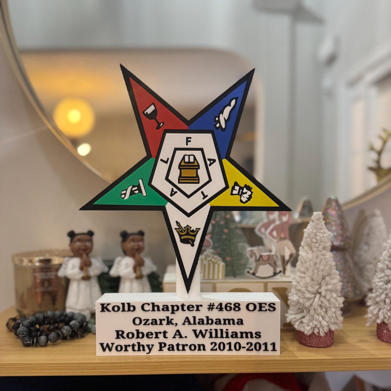 OES Desk Sign - Personalizable 11” 3D Eastern Star Crest | Bricks Masons