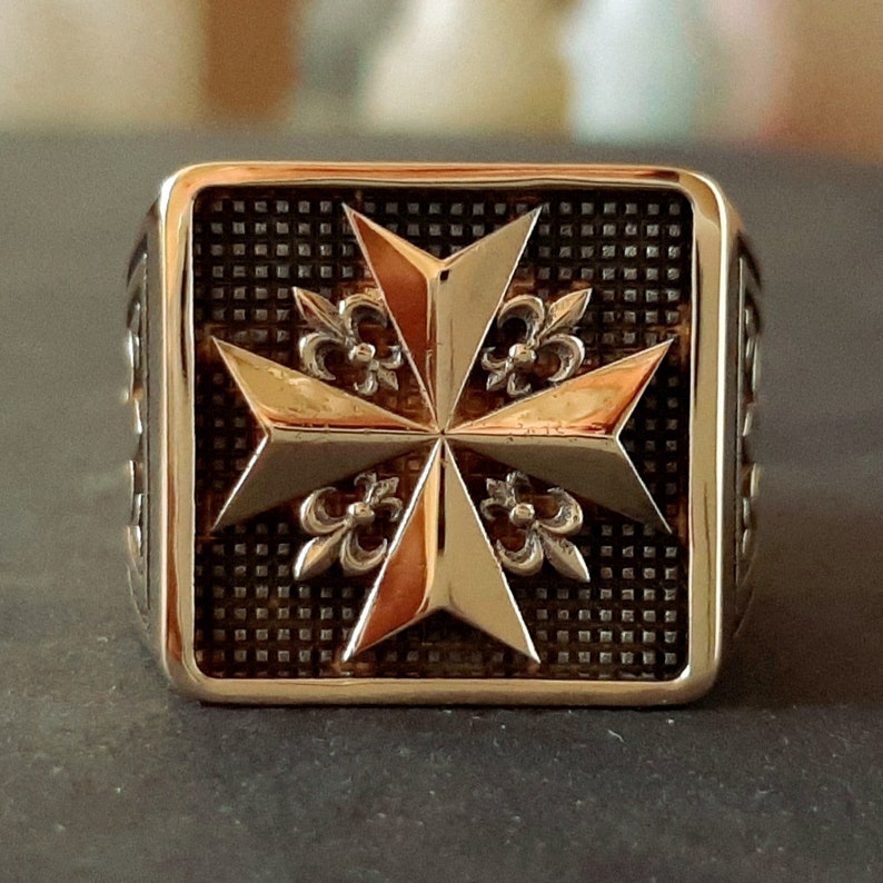 Order Of Malta Ring - Handcrafted Solid Silver Vermeil | Bricks Masons