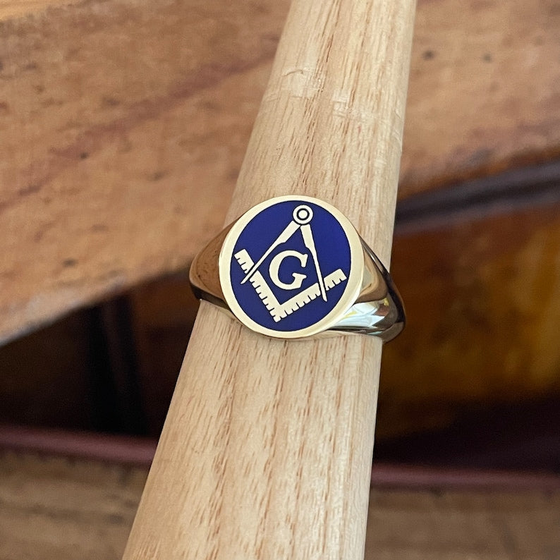 Master Mason Blue Lodge Ring - 10K to 18K Gold Various Sizes & Colors ...