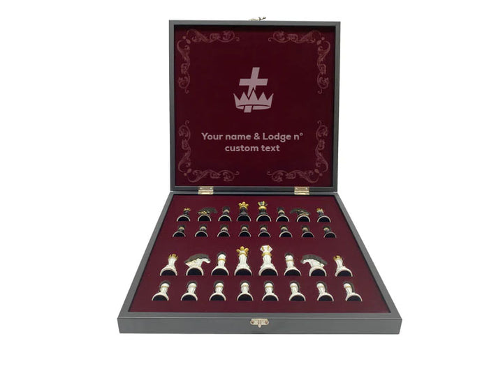 Home Knights Templar Chess Set - Black Marble Pattern