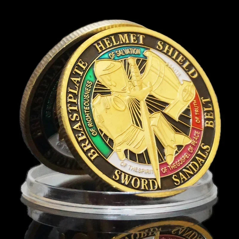 Knights Templar Coin - 4cm Knight Armor Gold Color | Bricks Masons
