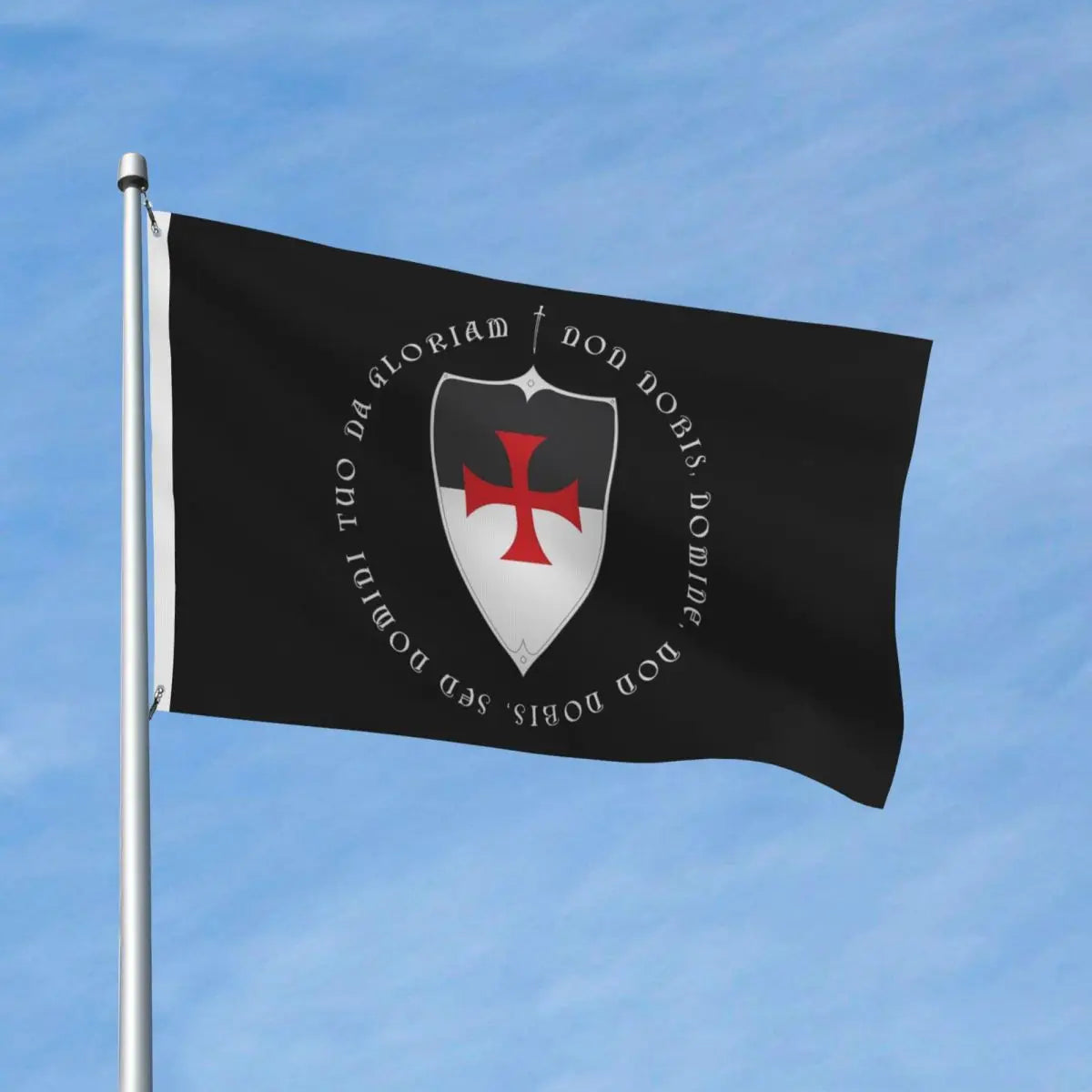 Knights Templar Flag - Crusader Motto And Cross Polyester | Bricks Masons