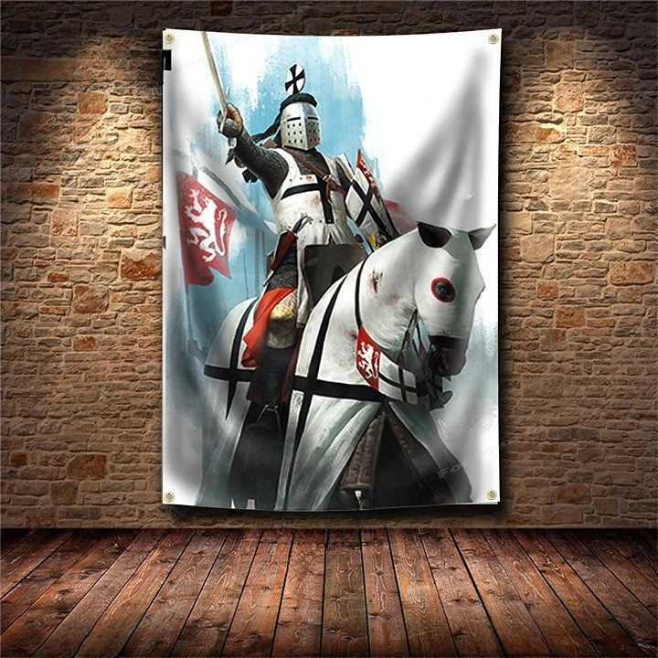 Knights Templar Flag - Knight With Horse Design | Bricks Masons