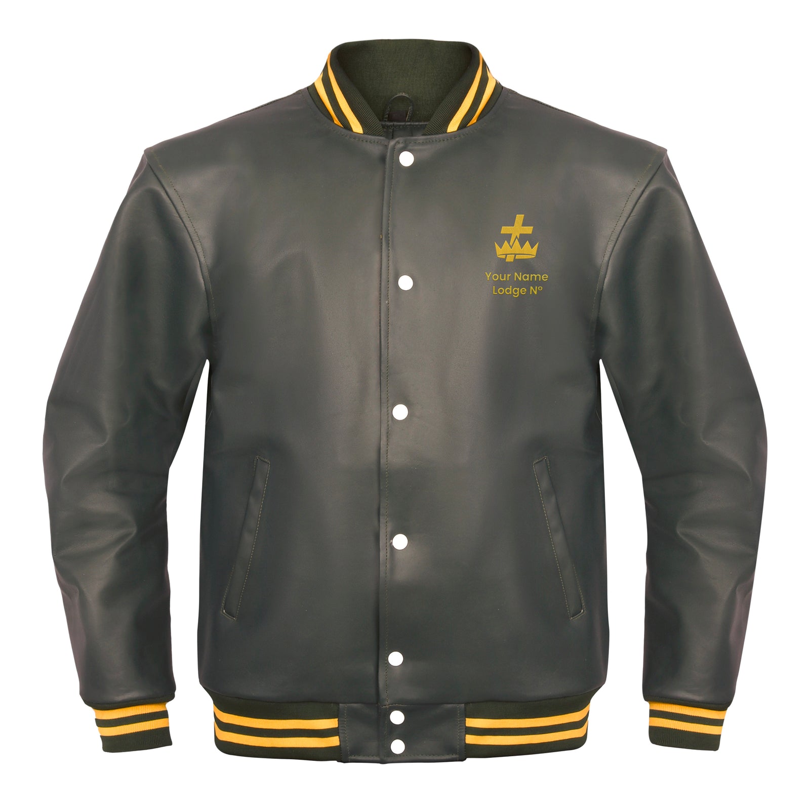 Home Knights Templar Jacket - Leather With Customizable Gold Embroidery