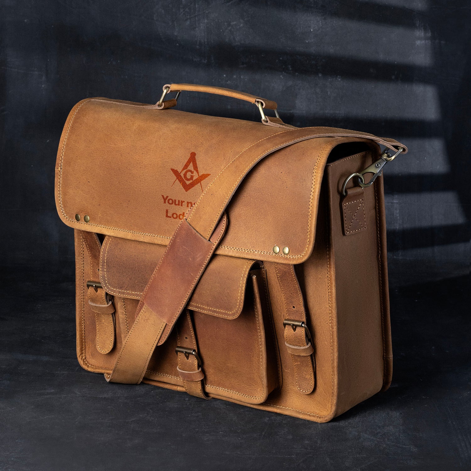 Home Master Mason Blue Lodge Briefcase - Genuine Cow Leather