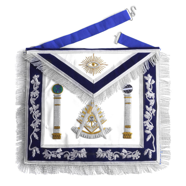 Home Past Master Blue Lodge Apron - Blue & Gold Hand Embroidery Bullion ...