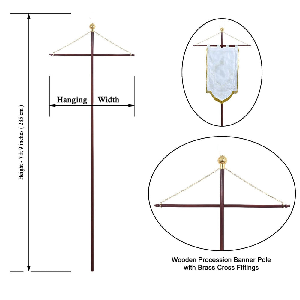 Home Universal Banner Hanger - Teak Wood With Gold Chains