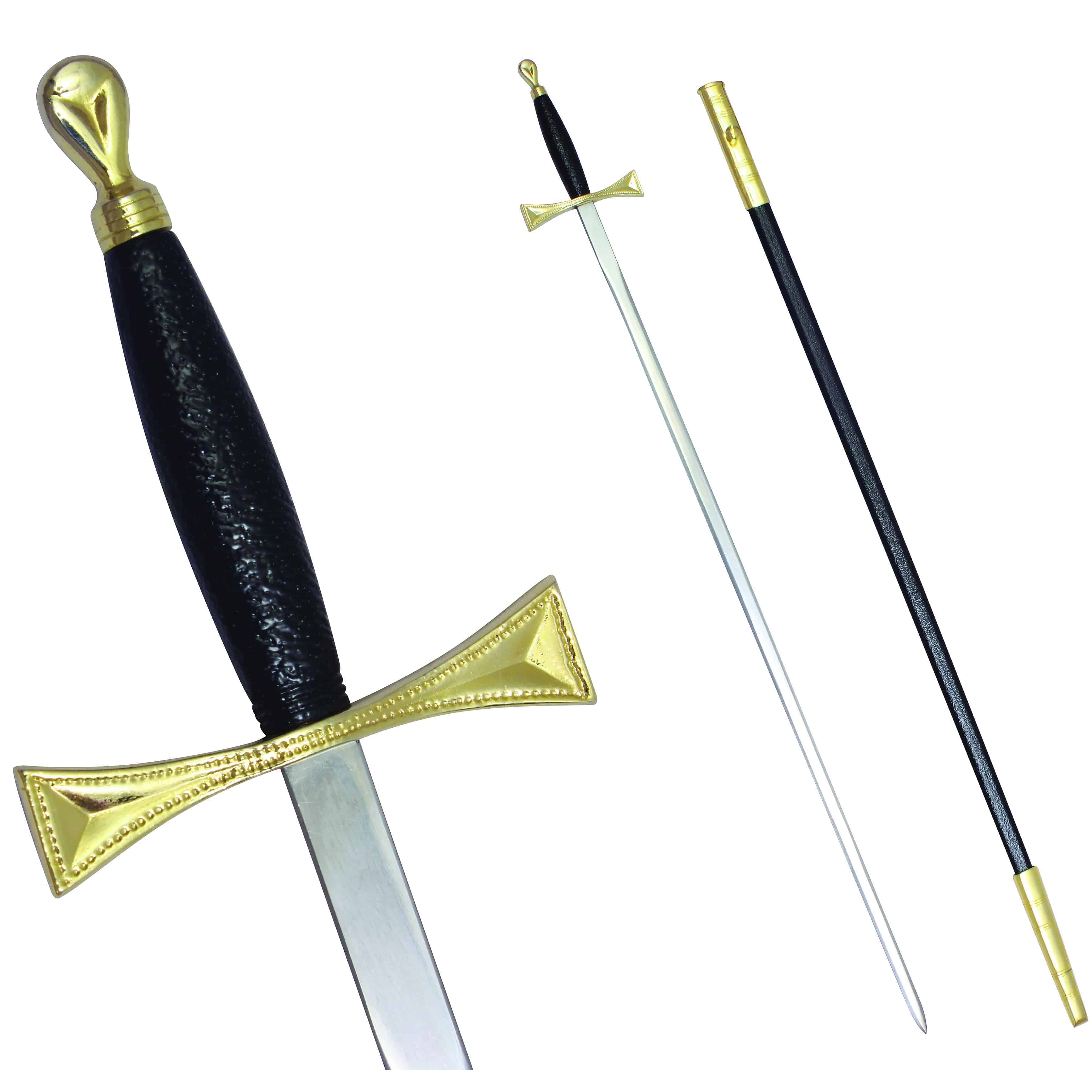 Universal Sword - Black Gold Hilt and Black Scabbard | Bricks Masons