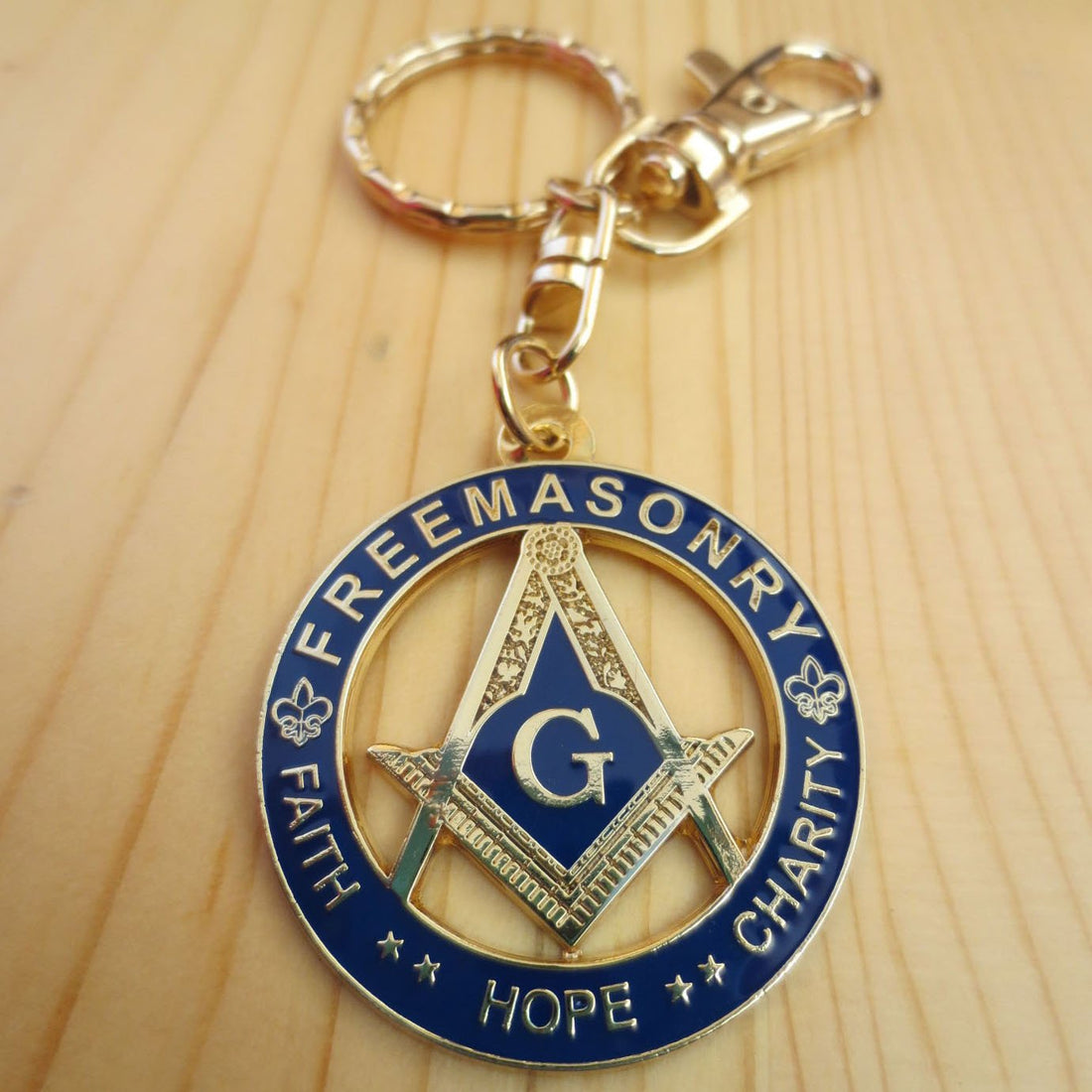 Master Mason Blue Lodge Keychain - Gold & Blue Faith Hope Charity ...